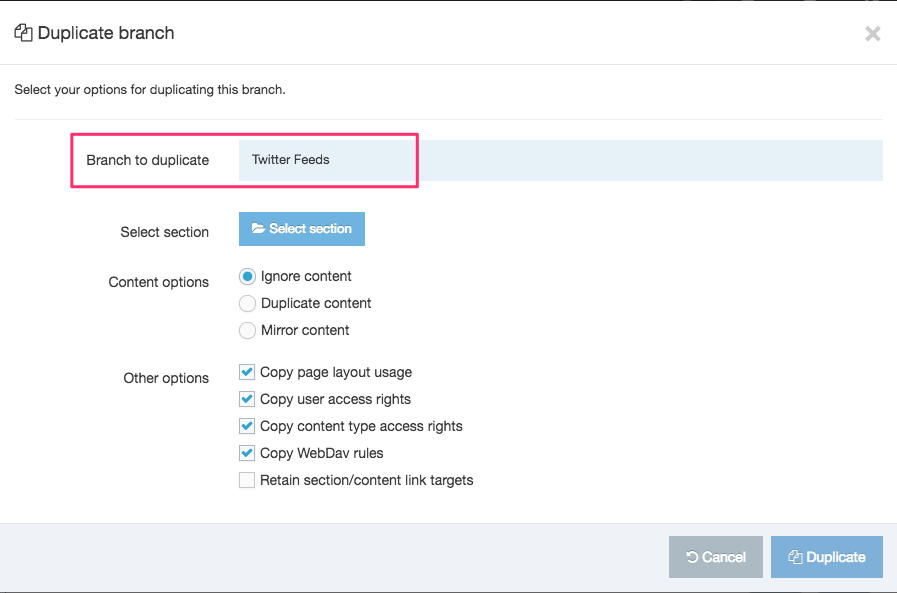Duplicate Branch - Terminalfour Knowledge Base